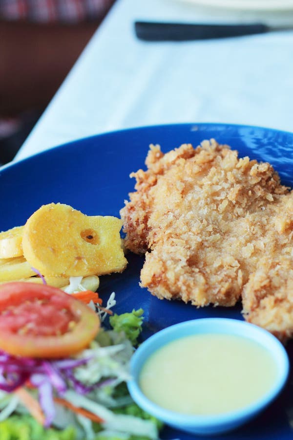 Fish Steak with Vegetable Salad on Plate. Stock Photo - Image of meat ...