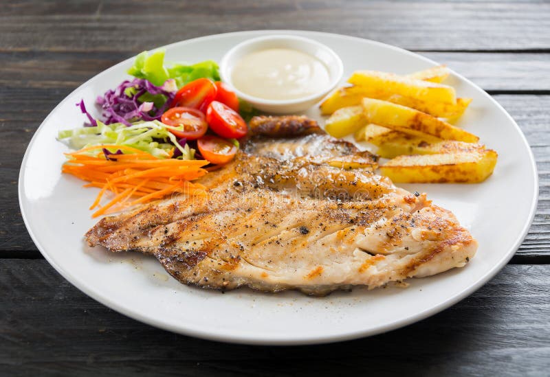 Fish steak stock photo. Image of plate, steak, tasty - 83191788