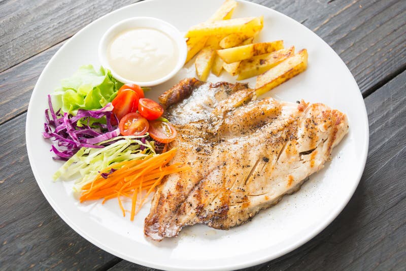 Fish steak stock photo. Image of seafood, meal, lunch - 83318202