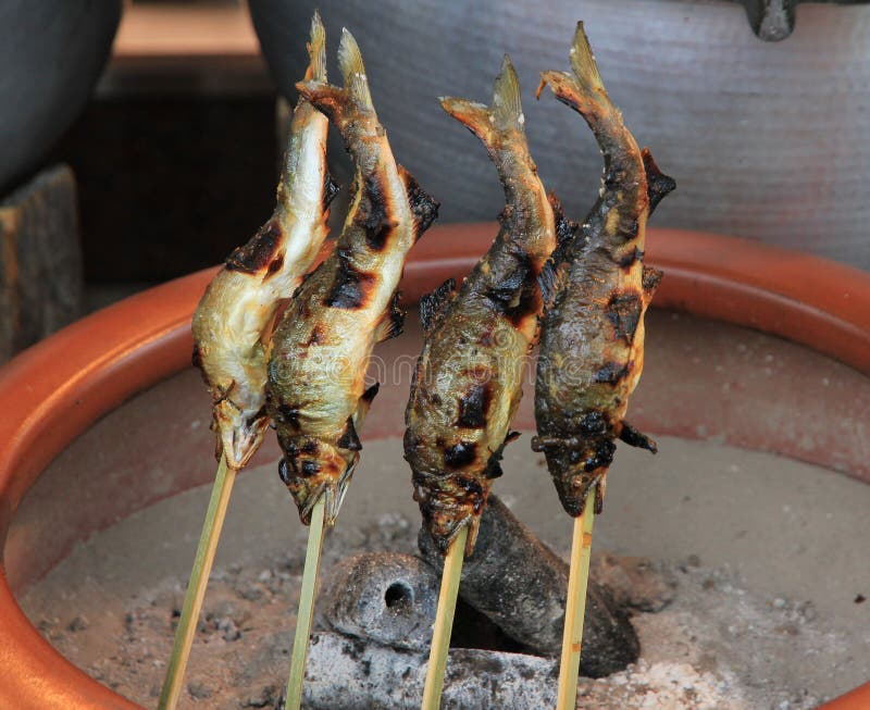 Fish on Stick - Japanese Barbecue Fish Stock Photo - Image of sushi ...