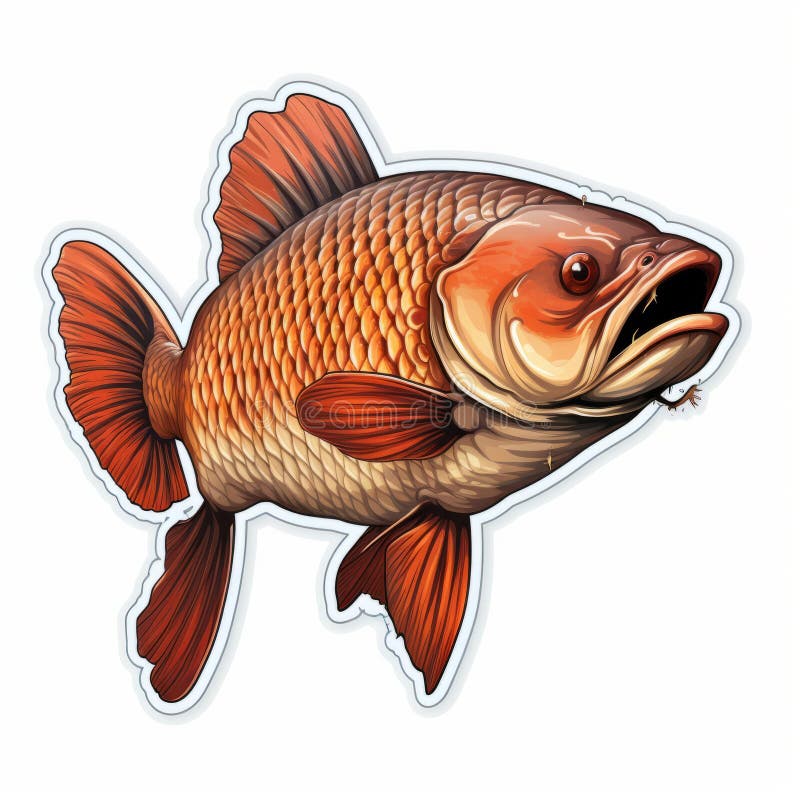 3d Carp Fish Sticker - Vibrant Orange and Red Design Stock Illustration ...