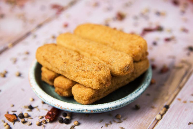 Fish Sticks in a Rustic Plate Stock Photo - Image of gastronomy, fried ...