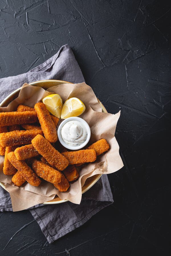 Fish Sticks with Sauce on the Table Stock Photo - Image of fries ...