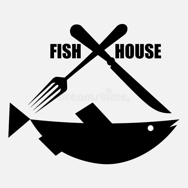 Fish Store Logo with Fish Fork and Knife Stock Illustration ...