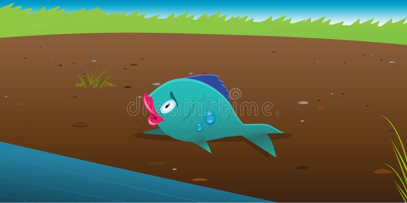 Fish stranded on land stock vector. Illustration of outdoors - 34933828