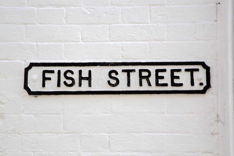 Fish Street Sign stock image. Image of wall, sign, road - 191724457