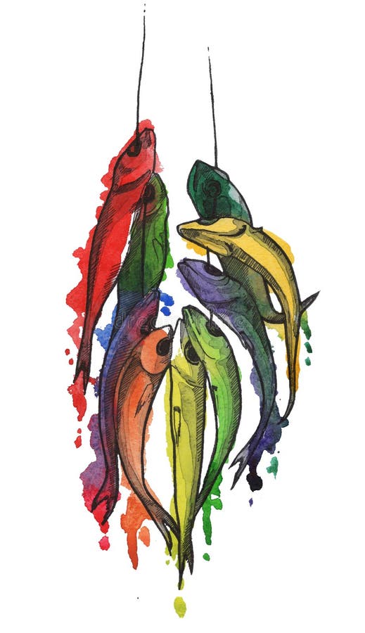 Fish on the string stock illustration. Illustration of animal - 27728780