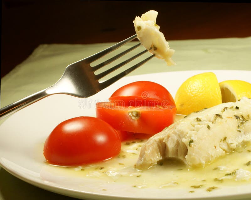 Fish supper stock image. Image of healthy, tomato, slimming - 20781697