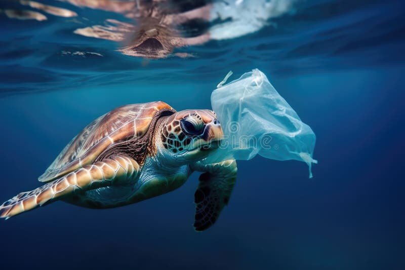 Fish Trapped in Plastic Trash. Plastic Pollution in Ocean Environmental ...