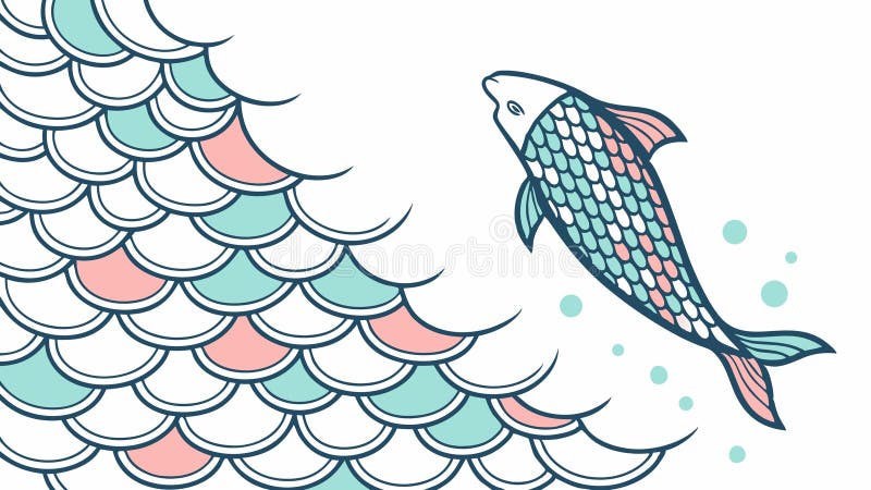 Fish Swimming Above Scale Pattern, Underwater Nature Illustration ...