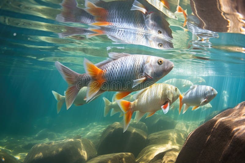 Fish Swimming in Crystal Clear Water after Conservation Efforts Stock ...