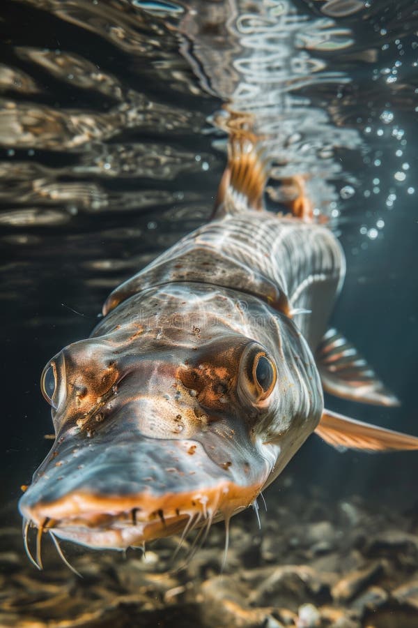 A Fish Swimming Freely in the Water, with Ripples and Sunlight ...