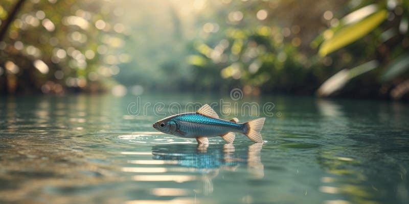 Fish Swimming in Jungle with Soft Lighting Reflections. Stock Image ...