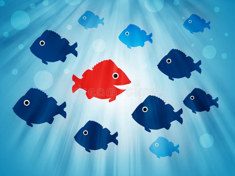 Fish Swimming Opposite Direction Stock Illustration - Illustration of ...