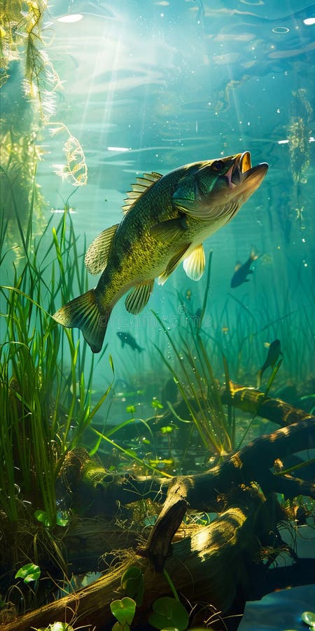 A Fish Swimming in the Water with Sunlight Shining through Stock Image ...