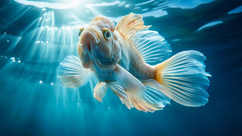 A Fish Swimming in the Water with Sunlight Shining through Stock Image ...