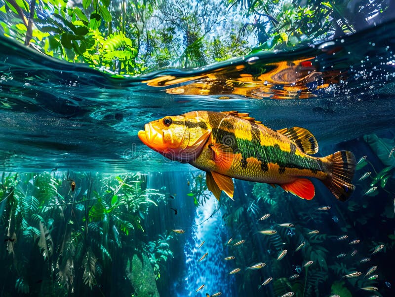 A Fish Swimming in the Water in a Tropical Forest Stock Image - Image ...