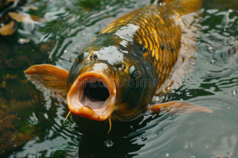 A Fish Swims Underwater with Its Mouth Open, Showing Its Gills and ...