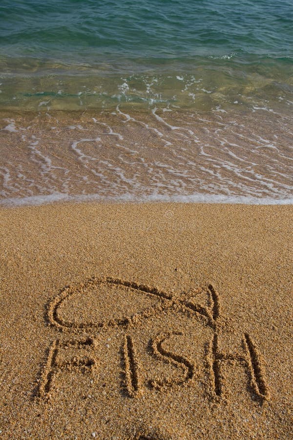 Fishes Drawn on a Beach Sand Stock Image - Image of ichthys, religious ...