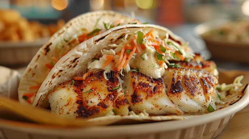 A fish taco with toppings stock photo. Image of traditional - 355861688