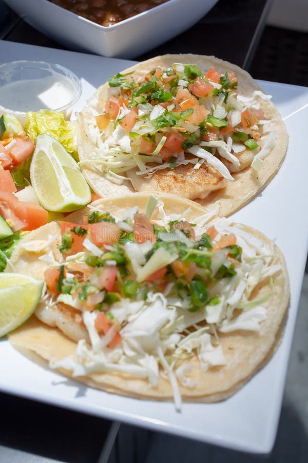 Fish tacos plate stock photo. Image of latin, fillet - 254818750