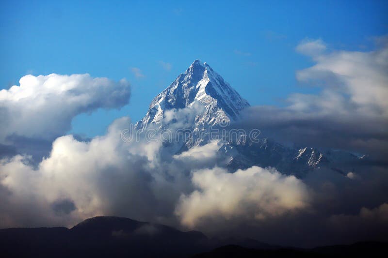 Fish Tail Mountain (Machapuchhre) Stock Photo - Image of cold, central ...