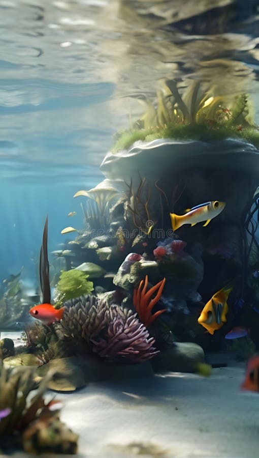 A Fish Tank with a Fish and a Fish in it Stock Illustration ...