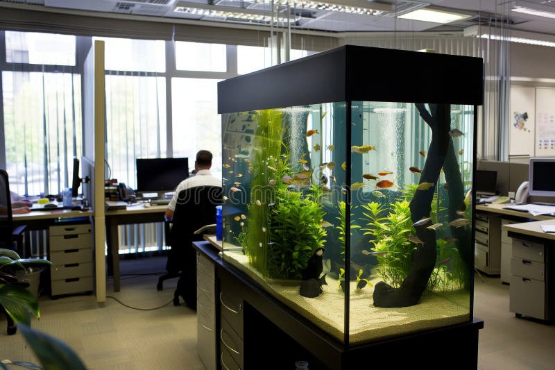 Fish Tank As Room Divider in Openplan Office Space Stock Photo - Image ...