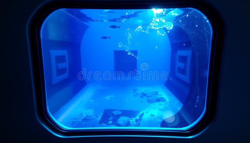 Fish Tank with Blue Light, Aquarium and Underwater Life Environment ...