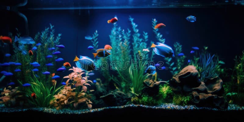 A Fish Tank Filled with Lots of Different Types of Fish. AI Generative ...