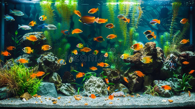 A Fish Tank with Many Different Types of Fish Stock Image - Image of ...