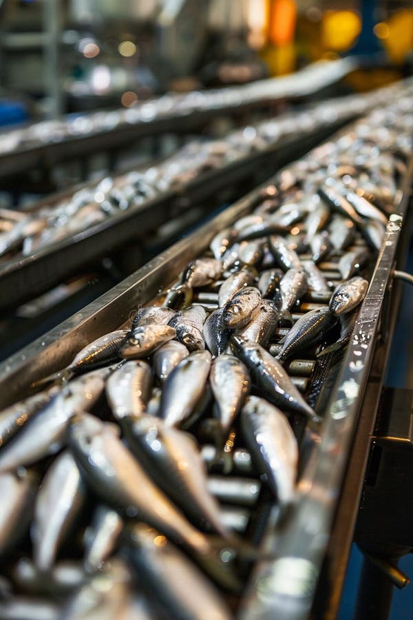 Fish on a Tape in Production. Selective Focus Stock Photo - Image of ...