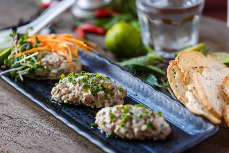 Fish Tartare with Herbs and Carrot Stock Photo - Image of vegetable ...