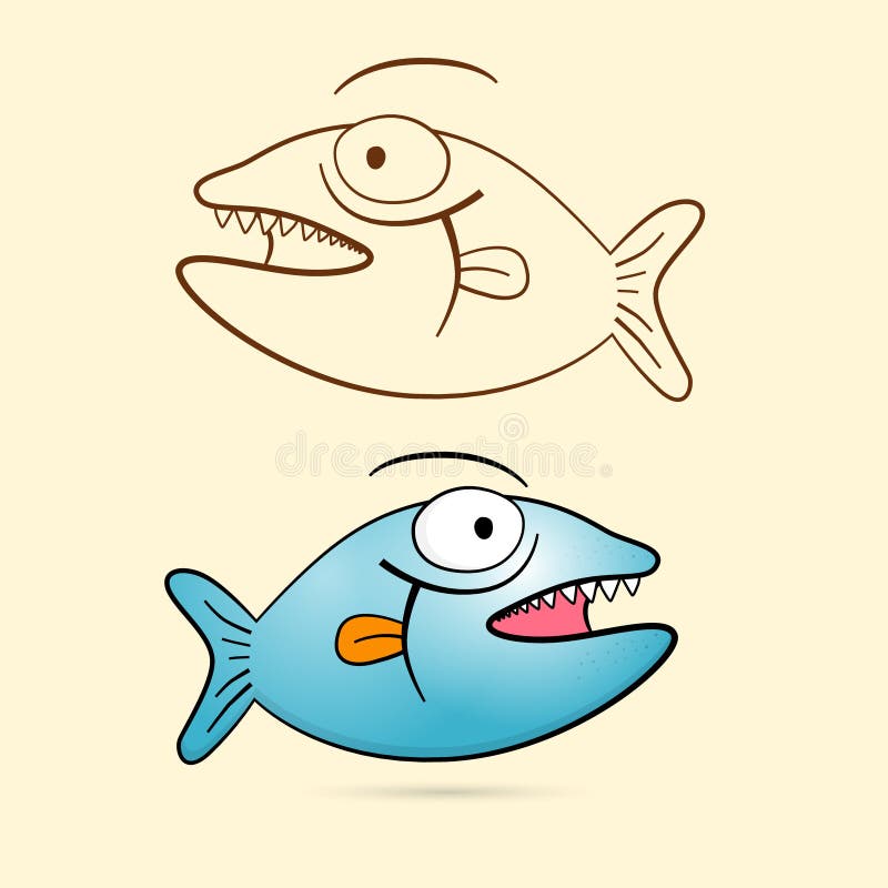 Fish with Teeth Illustration Stock Vector - Illustration of mean ...