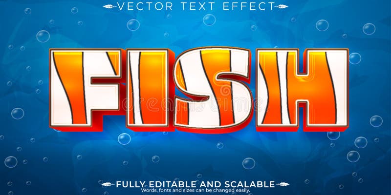 Fish Text Effect, Editable Sea and Aquarium Text Style Stock Vector ...