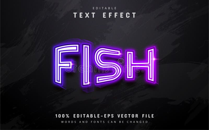 Fish Text, Purple Neon Style Text Effect Stock Vector - Illustration of ...