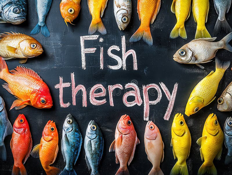 Fish Therapy Text Written on a Blackboard. Stock Photo - Image of ...