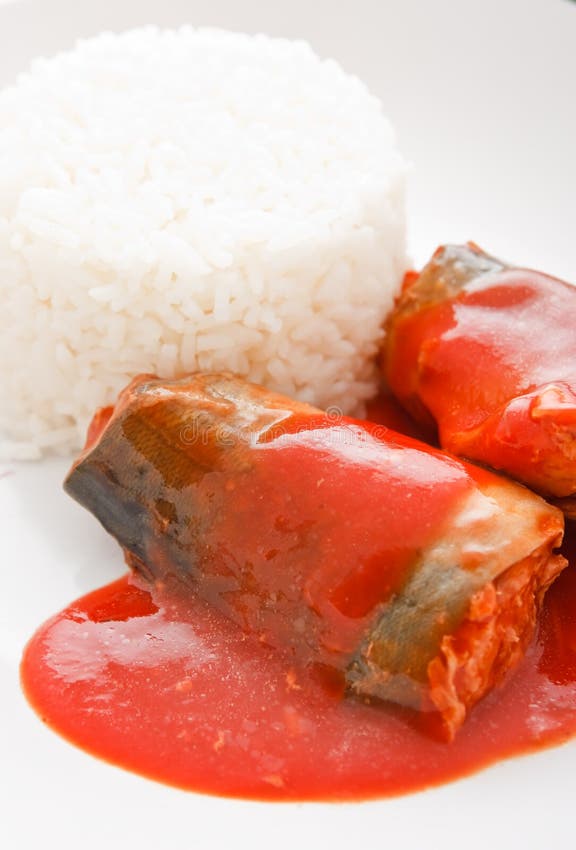 Fish in Tomato Sauce and Rice Stock Photo - Image of white, lunch: 17057874
