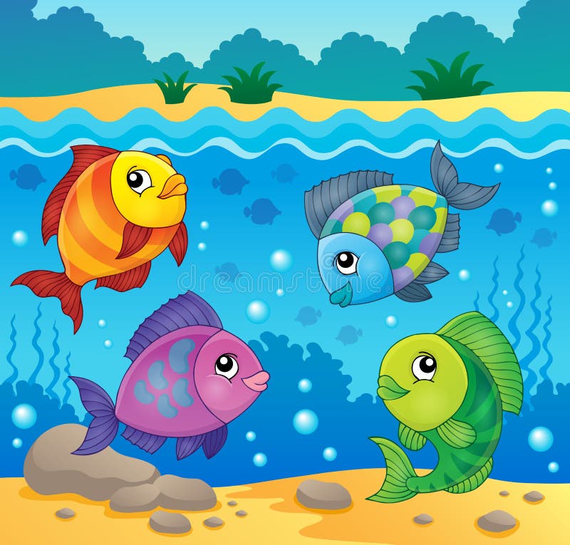 Fish topic image 4 stock vector. Illustration of cute - 70486429
