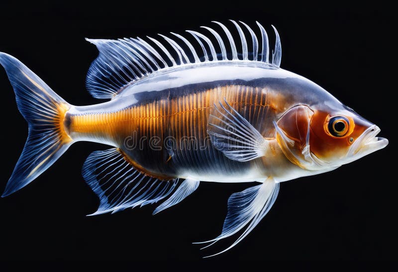 A Fish that is Transparent and Shows Its Bones and Organs Stock ...