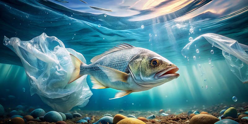 Fish Trapped in Plastic Pollution Underwater the Dire Issue of Oceanic ...