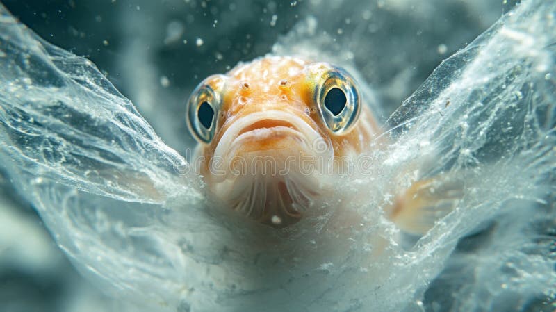 A Fish Trapped in Plastic Waste Stock Photo - Image of responsibility ...