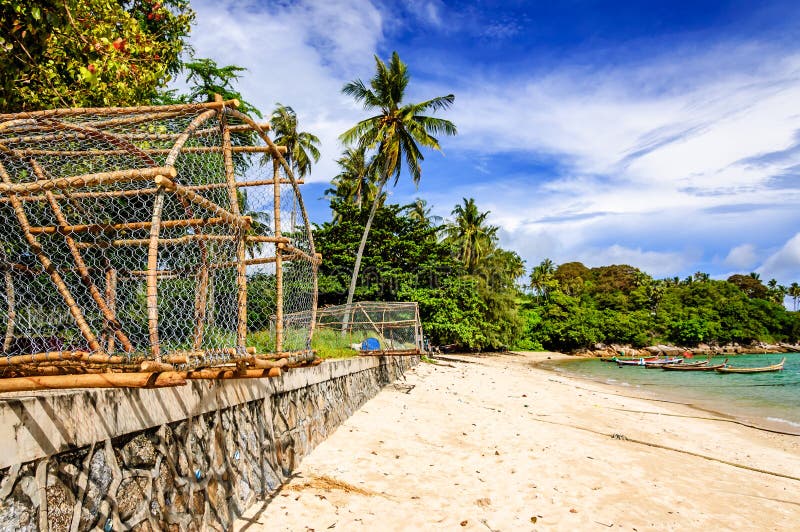 Fish Traps on Beach Wall, Phuket, Thailand Stock Image - Image of beach ...