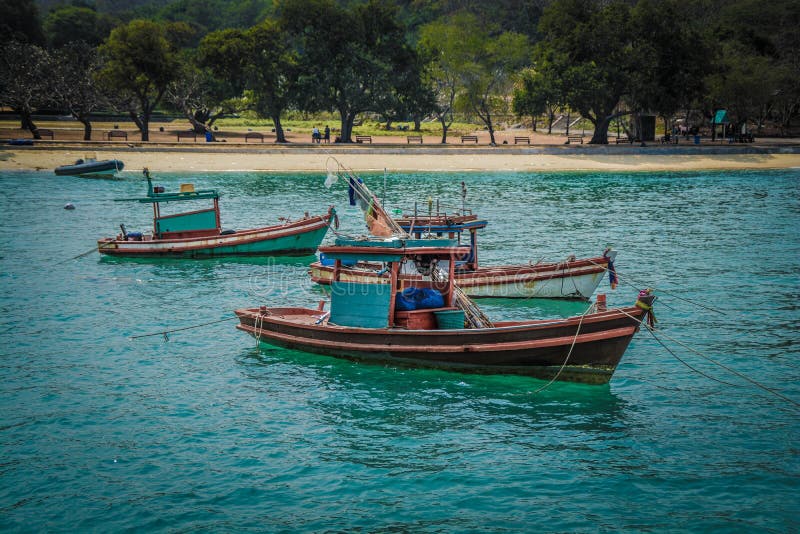 3 Fish Trawler Boat on Emerald Ocean Stock Image - Image of seaside ...