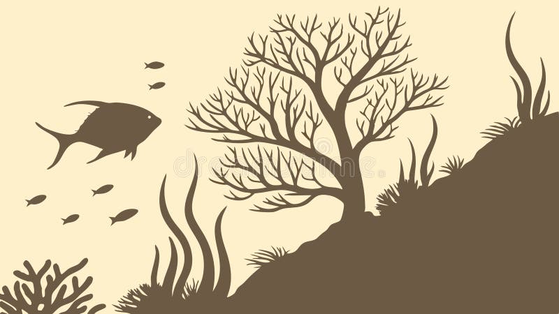 Fish & Tree, Aquatic and Terrestrial Nature, Vector Design Generative ...