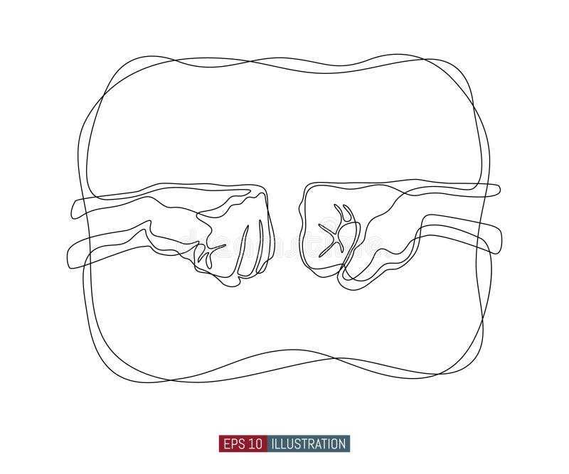 Continuous Line Drawing of Hand Gesture. Fist To Fist Symbol. Vector ...