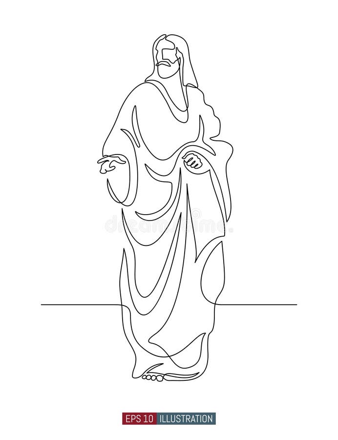 Continuous Line Drawing of Jesus Christ. Vector Illustration. Stock ...