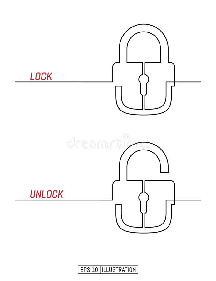 Lock Continuous Line Drawing Stock Illustrations – 486 Lock Continuous ...