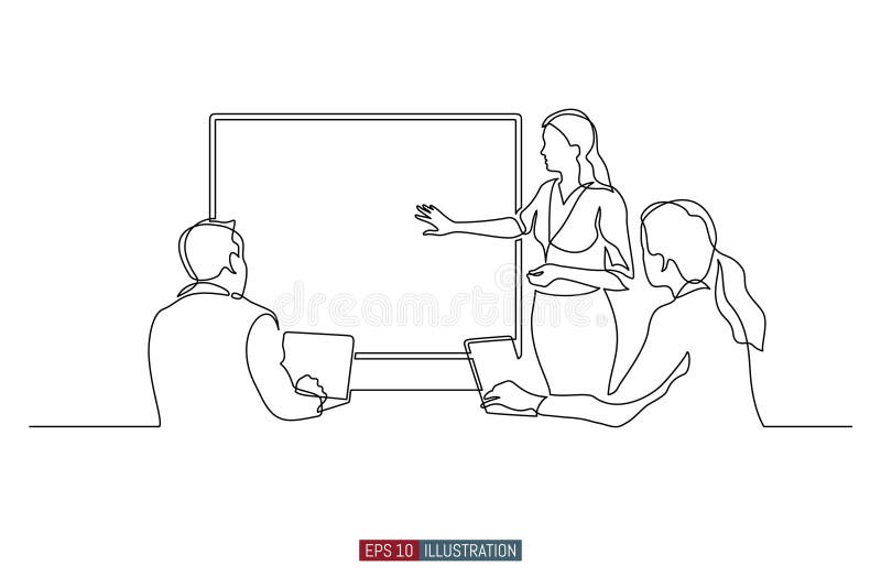Continuous Line Drawing of Business Brief, Presentation or Training ...