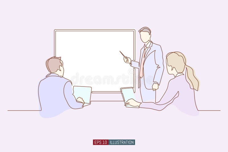 Continuous Line Drawing of Business Brief, Presentation or Training ...